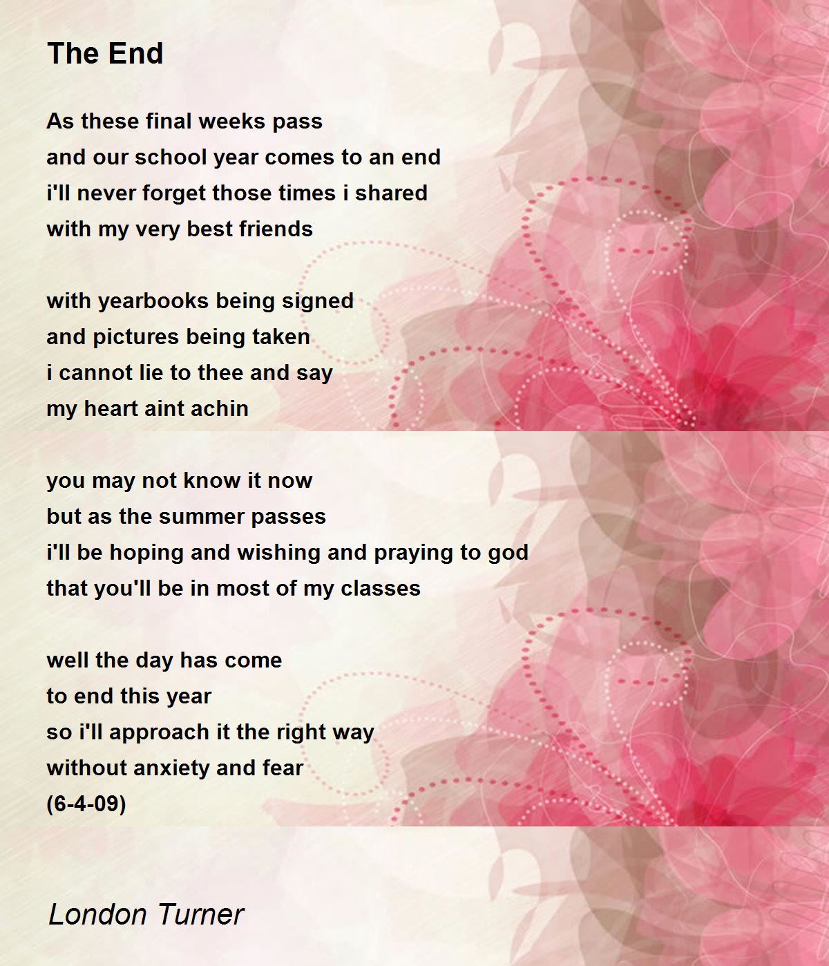 The End by London Turner - The End Poem