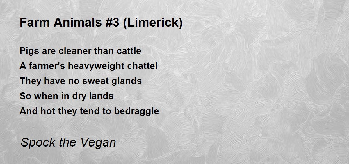 Farm Animals #3 (Limerick) - Farm Animals #3 (Limerick) Poem by Spock ...