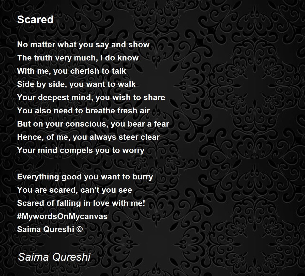Scared - Scared Poem by Saima Qureshi