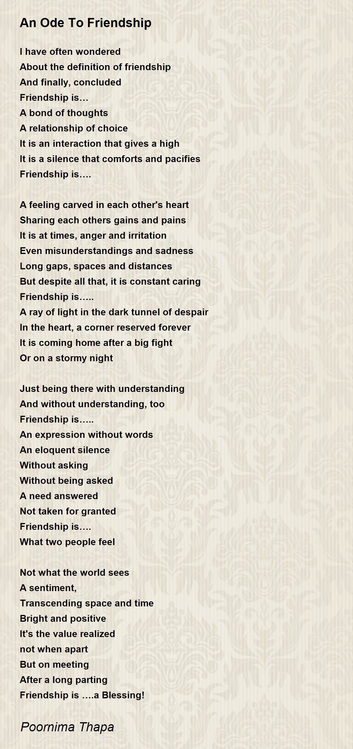 Ode About Friendship