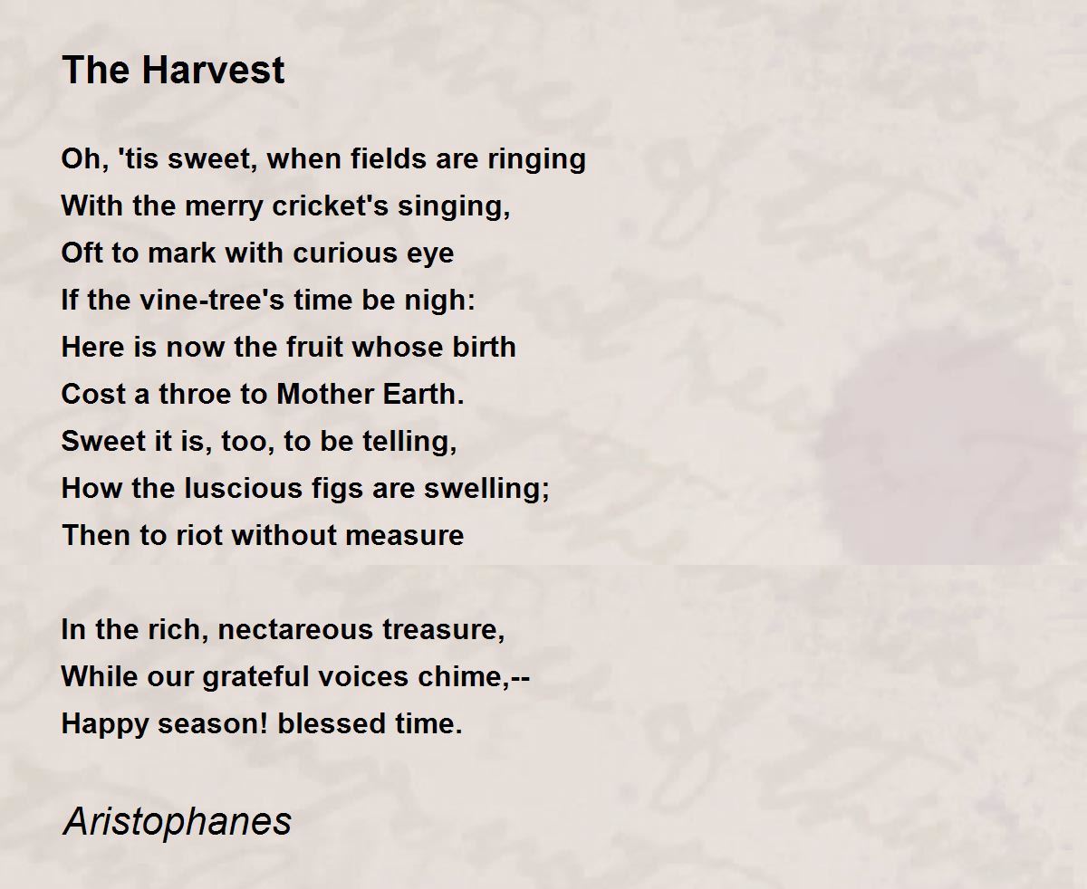 Harvest Day Poems For Church