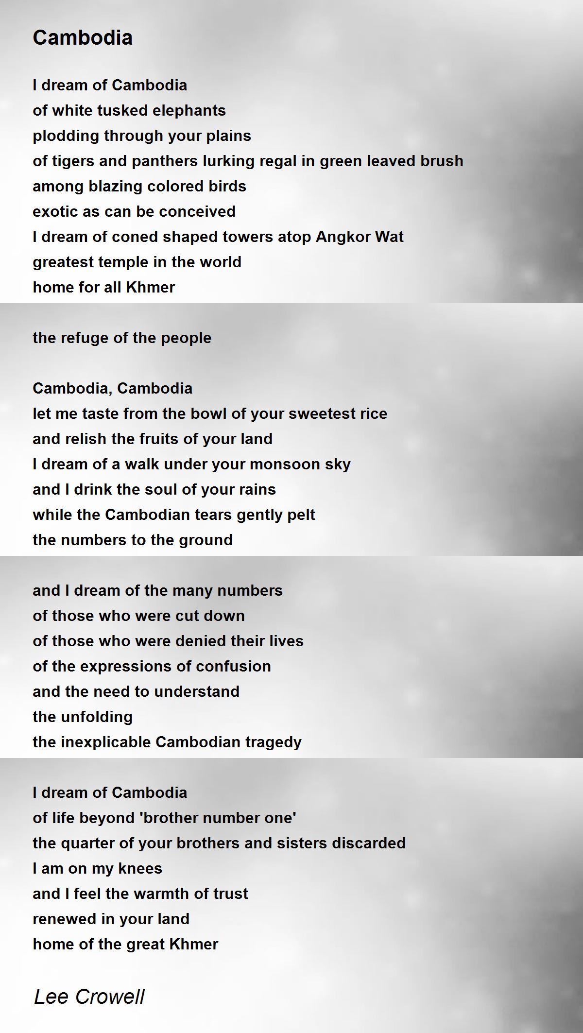 Cambodia Poem by Lee Crowell - Poem Hunter