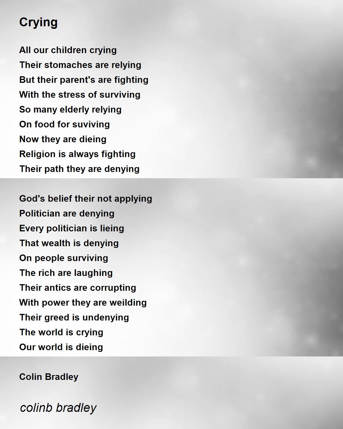 Crying by colinb bradley - Crying Poem