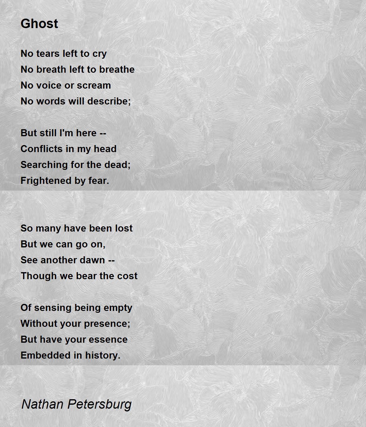 Ghost - Ghost Poem by Nathan Petersburg