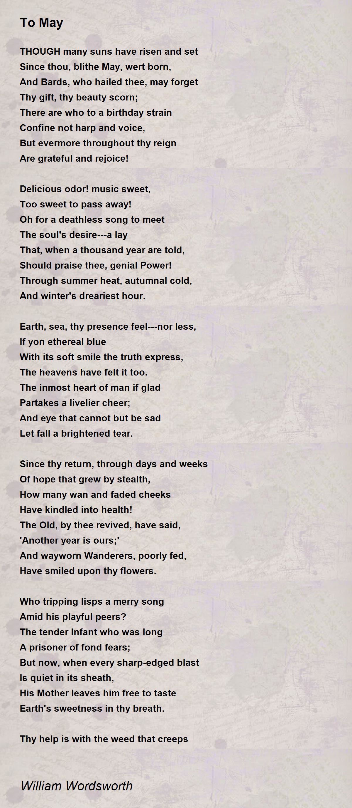 To May Poem by William Wordsworth - Poem Hunter