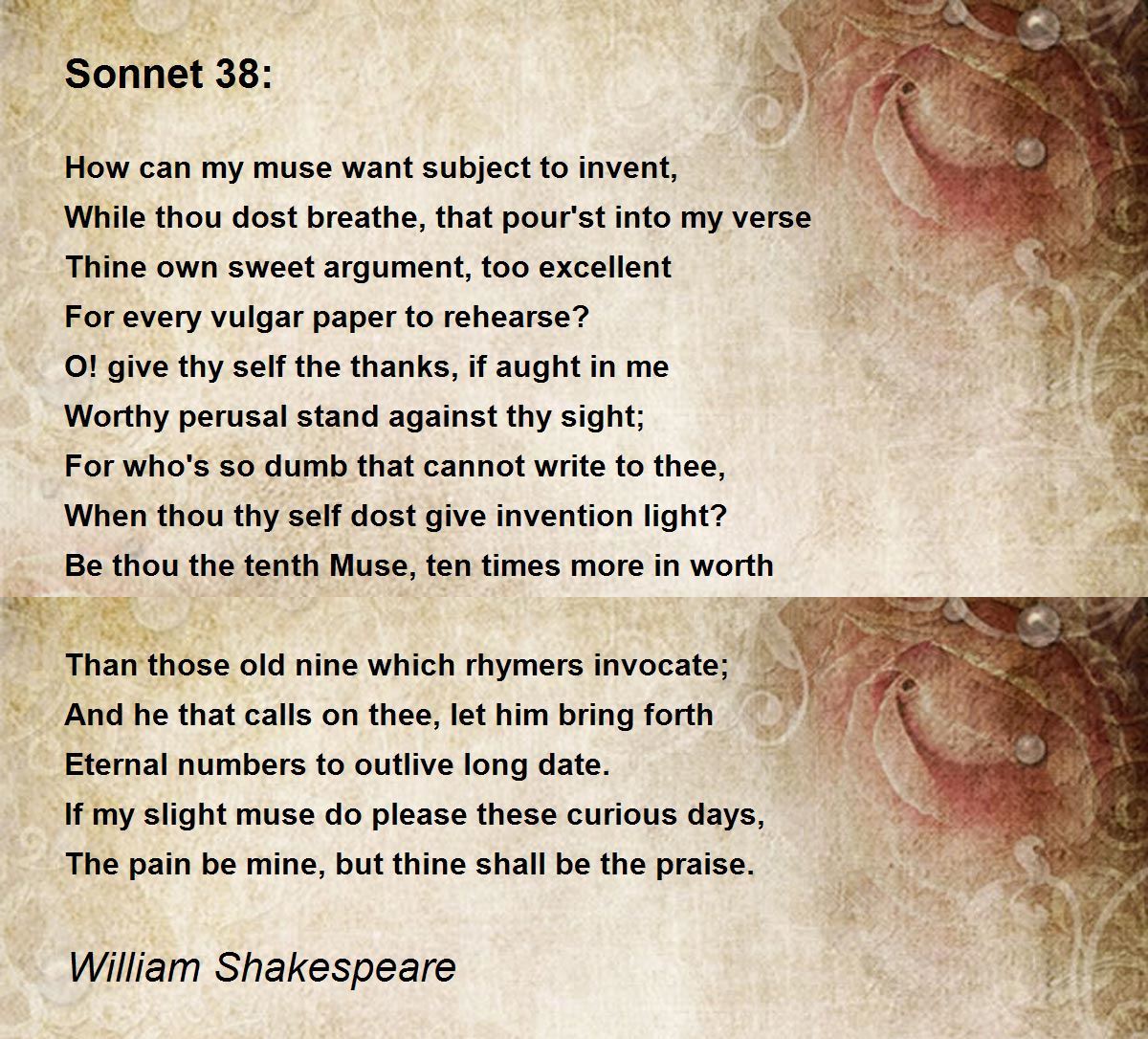 Sonnet 38: Poem by William Shakespeare - Poem Hunter