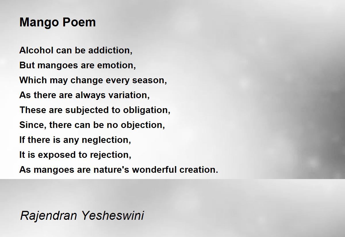 Mango Poem - Mango Poem Poem by Rajendran Yesheswini