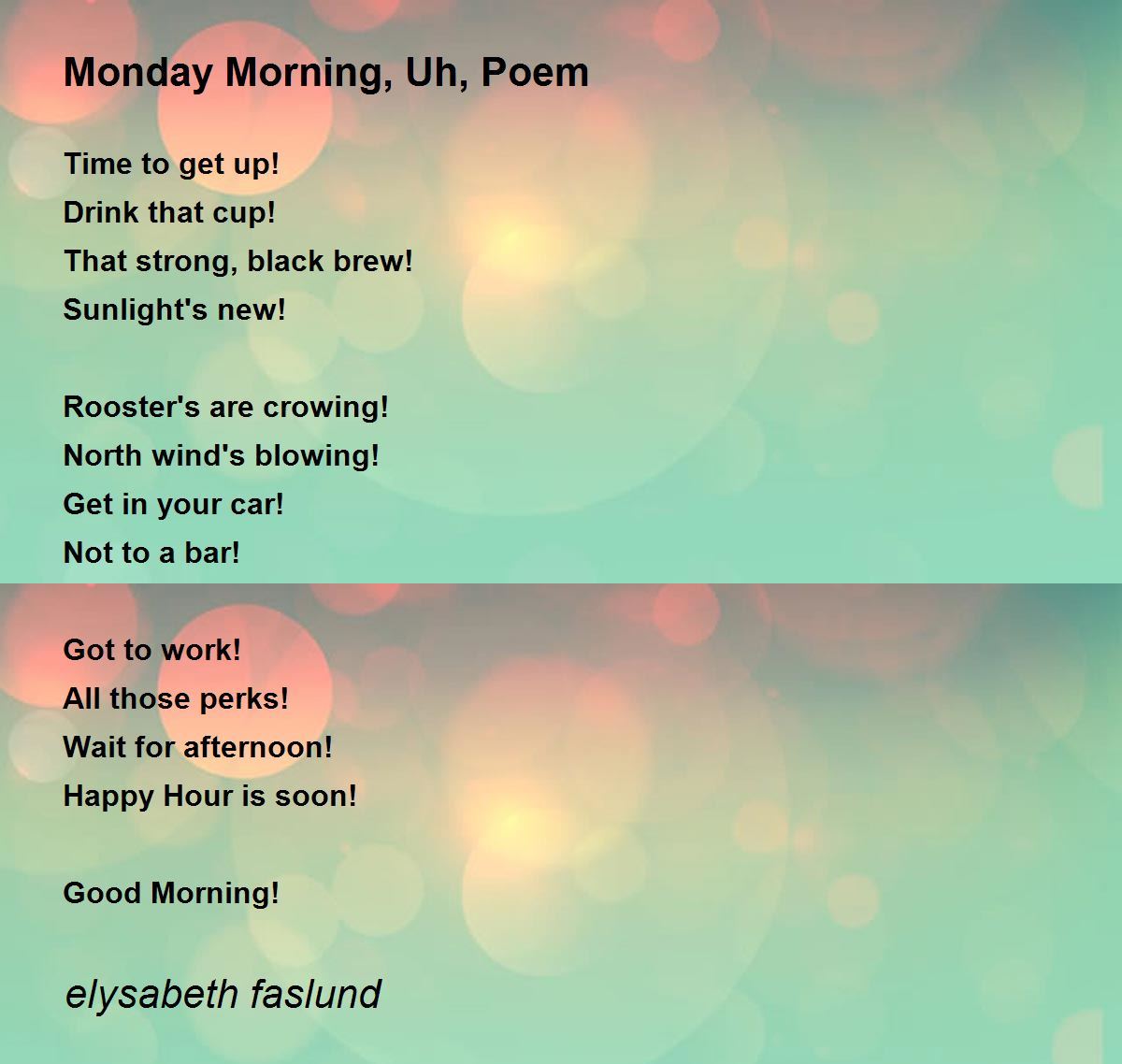 Monday Work Poems