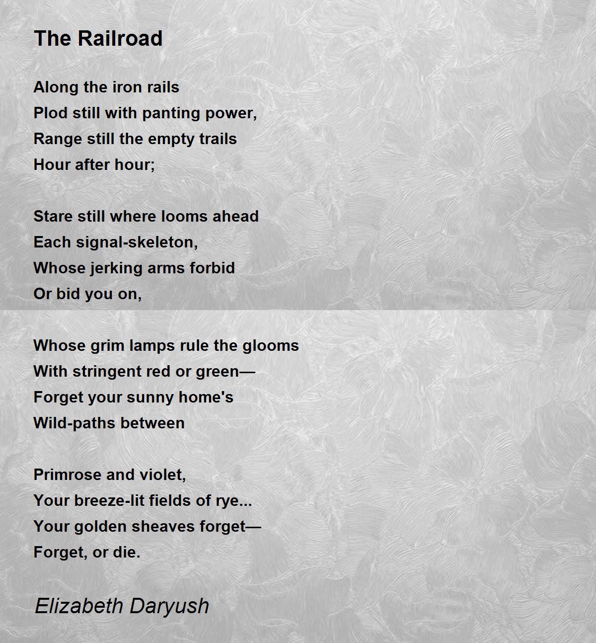 The Railroad Poem by Elizabeth Daryush - Poem Hunter