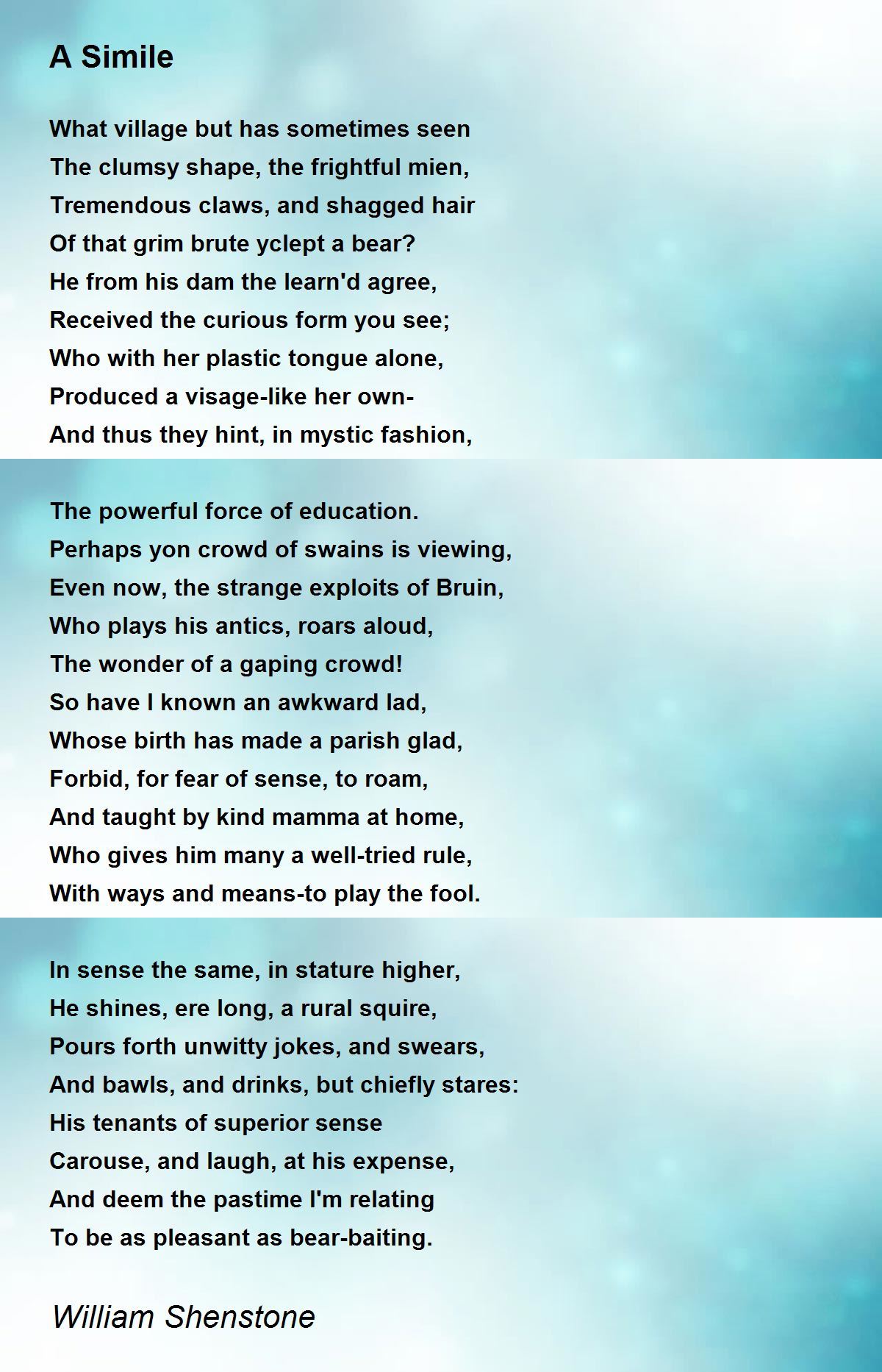 A Simile - A Simile Poem by William Shenstone