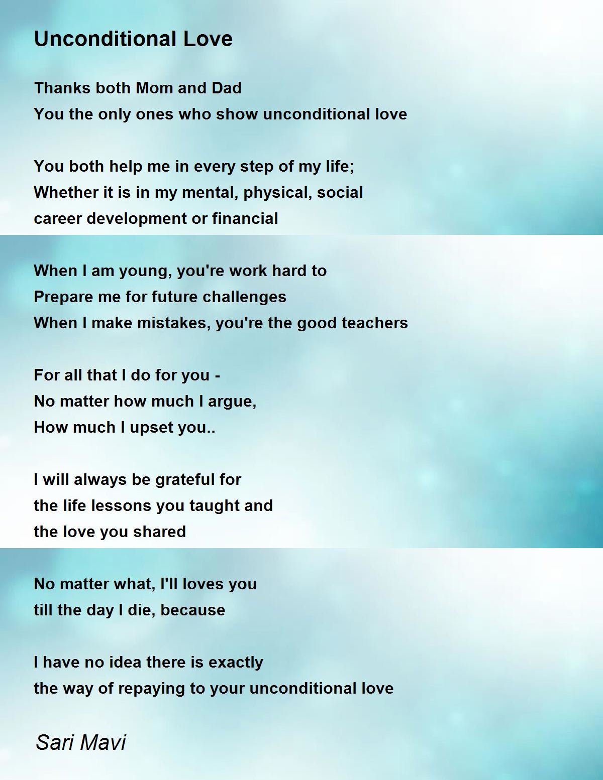Unconditional Love - Unconditional Love Poem by Sari Mavi