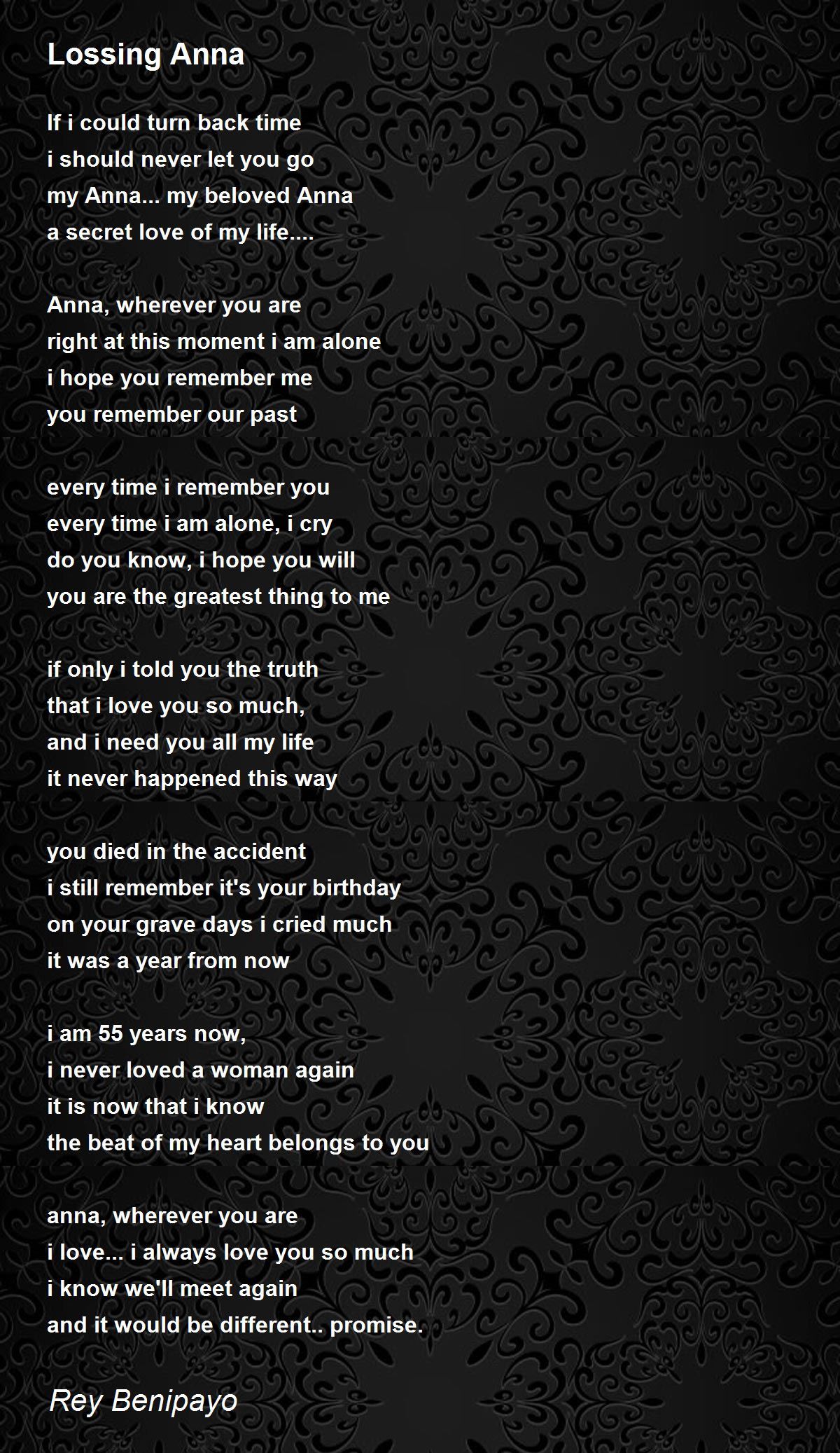 Lossing Anna by Rey Benipayo - Lossing Anna Poem