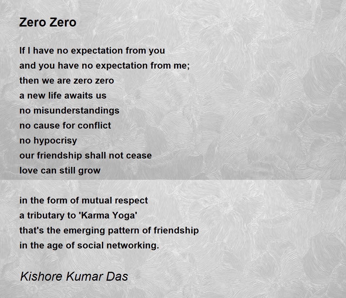 Zero Zero - Zero Zero Poem by Kishore Kumar Das