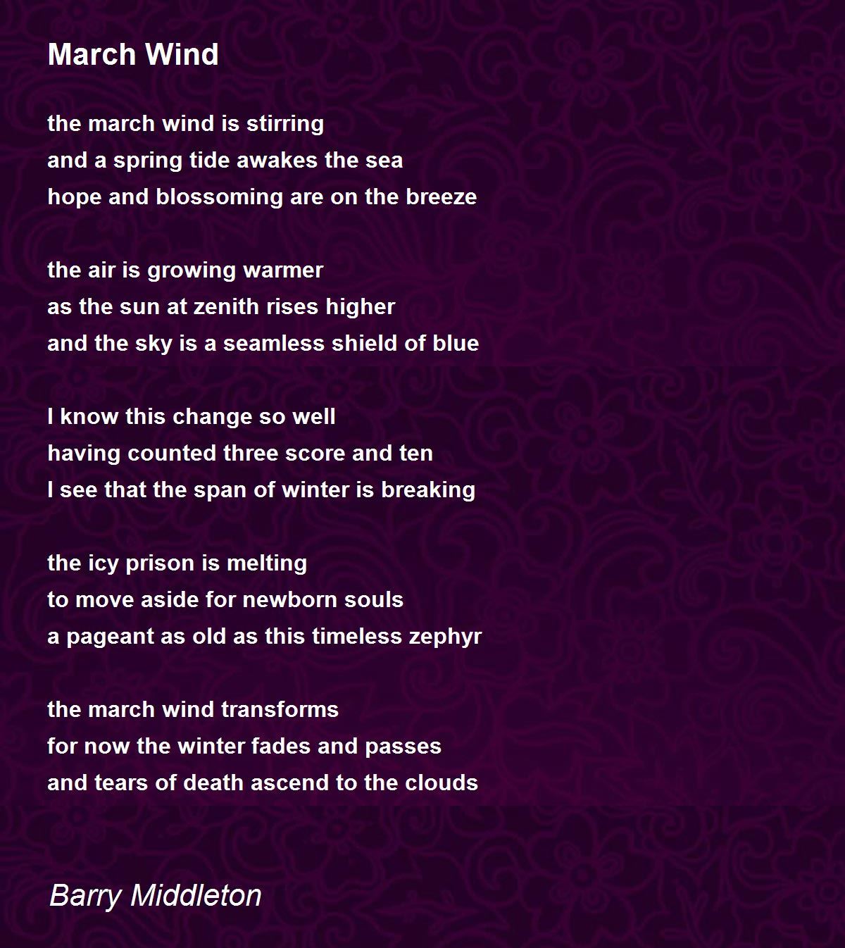 March Wind - March Wind Poem by Barry Middleton