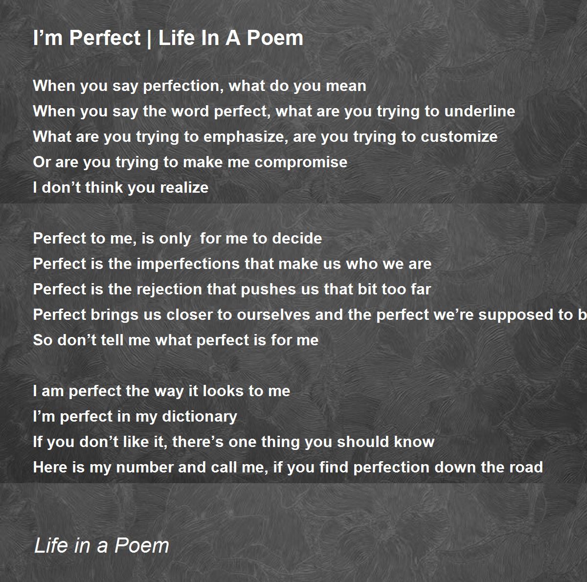 You Are Perfect To Me Poem