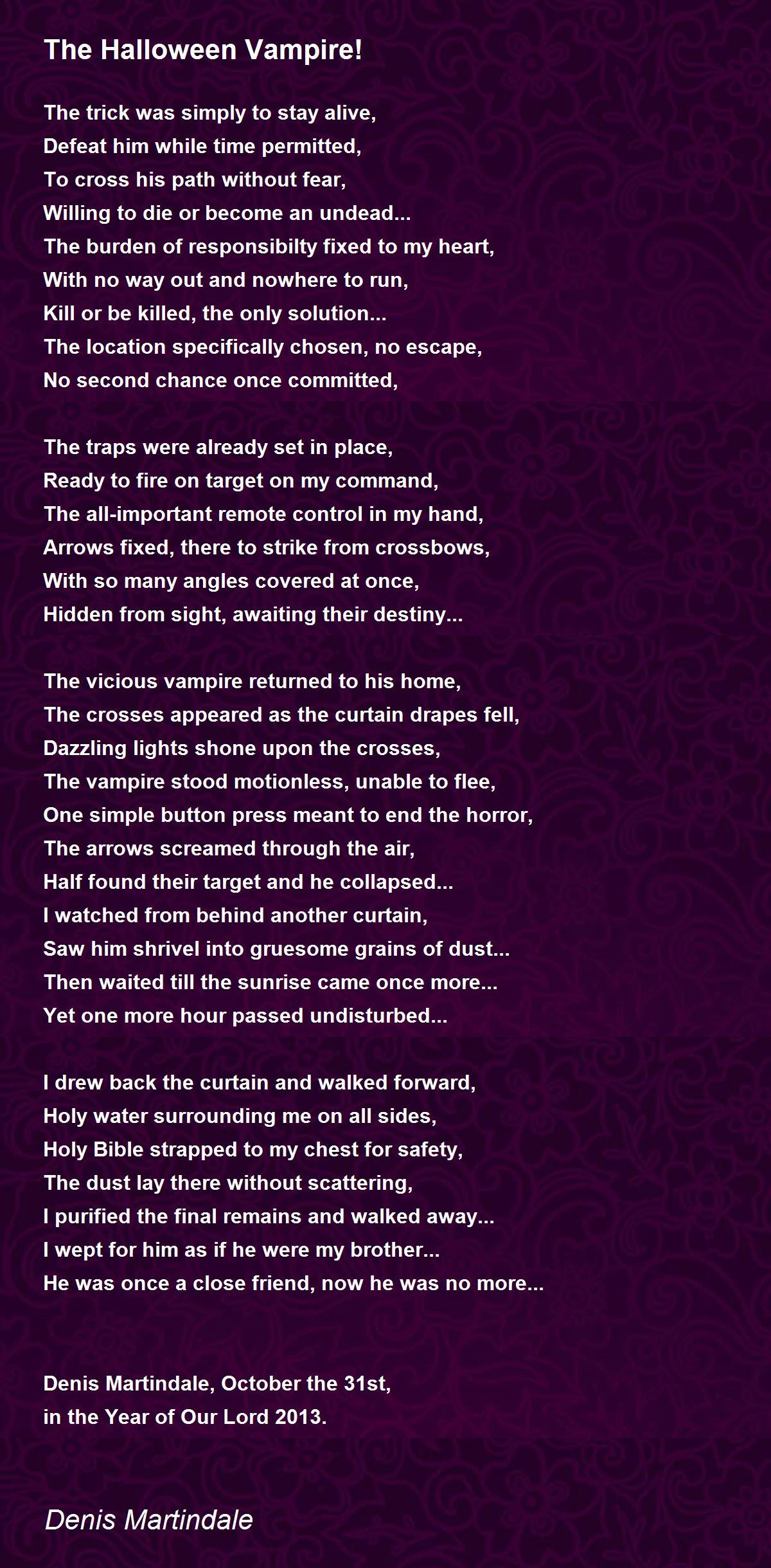 The Halloween Vampire! Poem by Denis Martindale - Poem Hunter