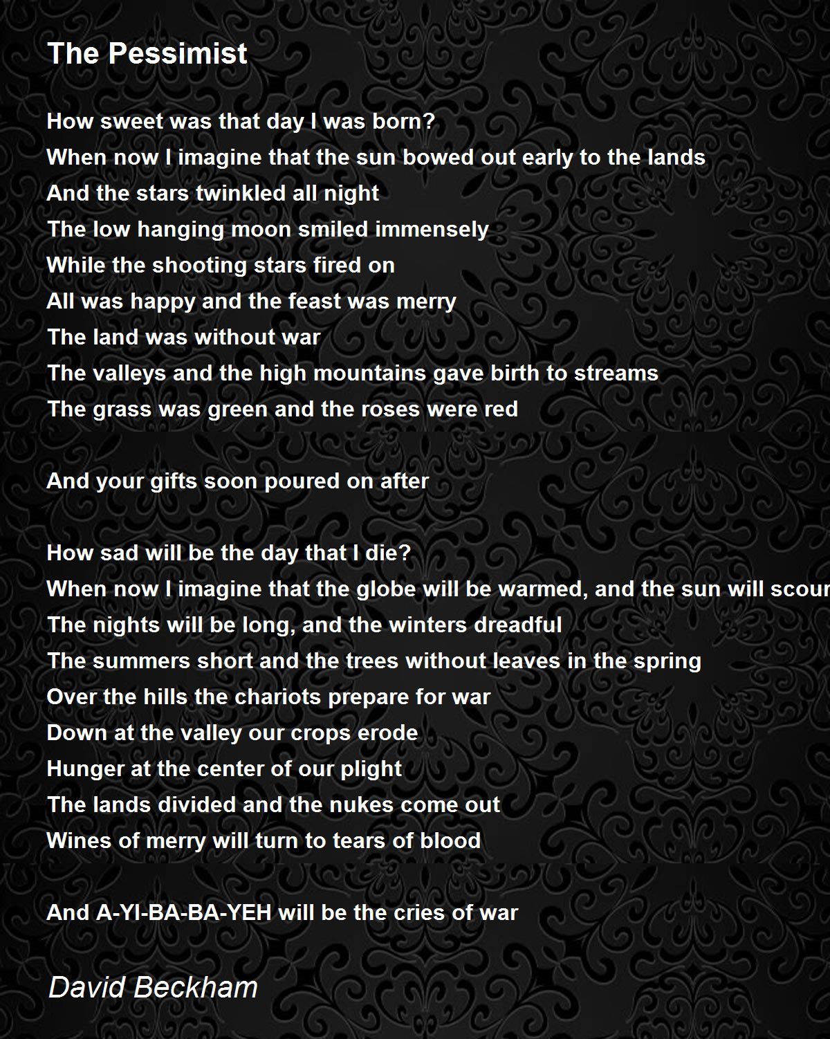 Poems About Pessimism Waiting For Godden: Poem 'Pessimism Is For