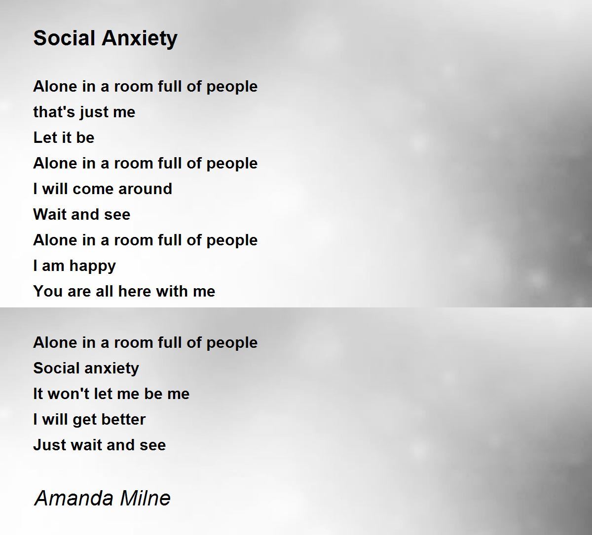Social Anxiety by Amanda Milne - Social Anxiety Poem