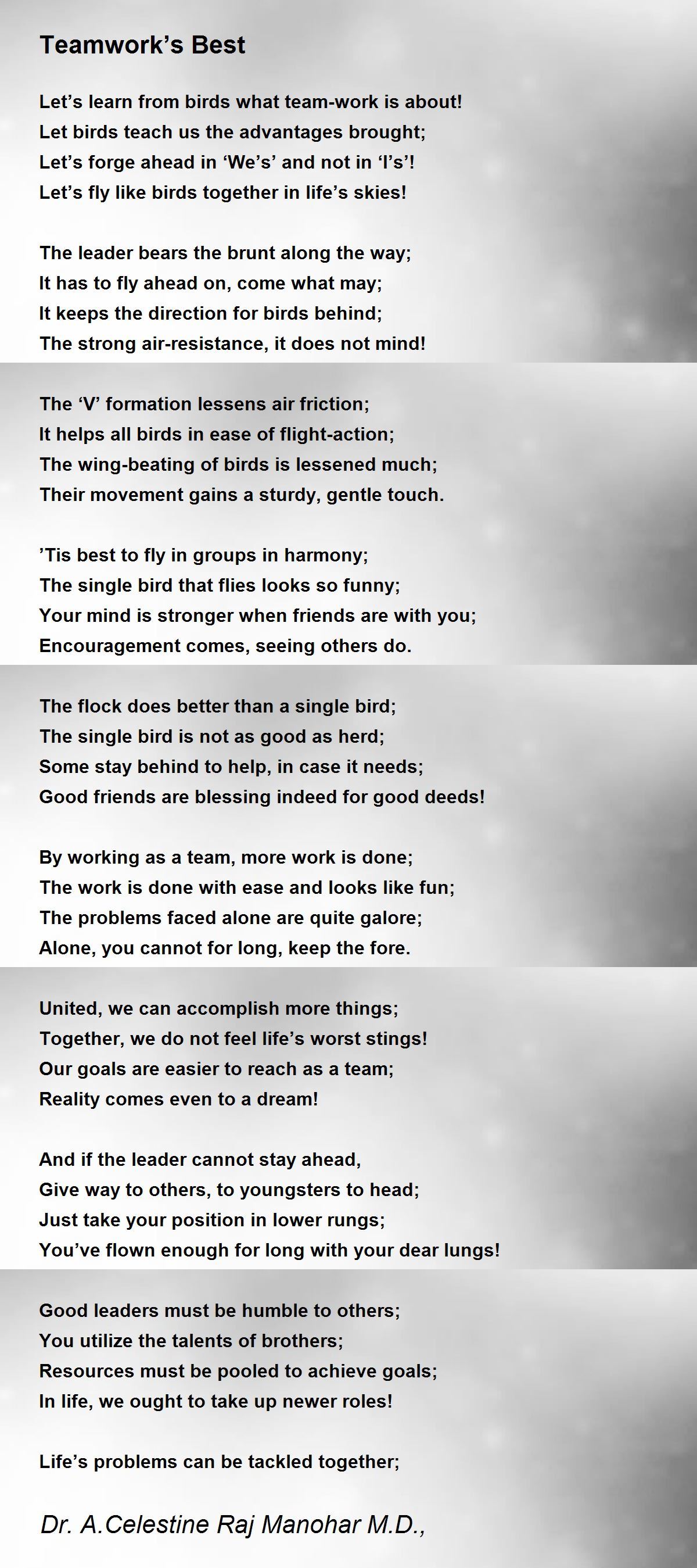 Short Poem On Teamwork In English | Sitedoct.org