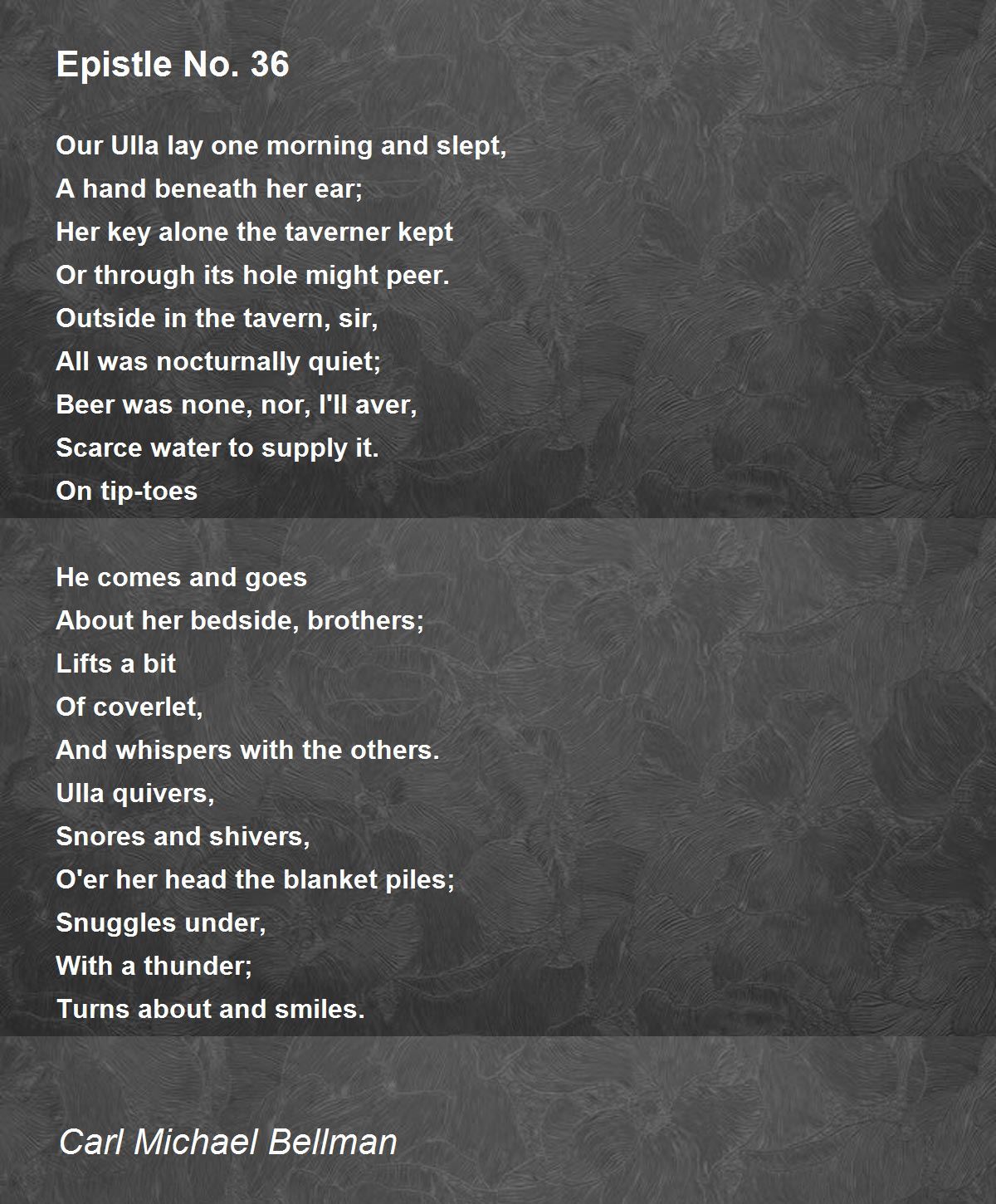 Epistle No. 36 Poem by Carl Michael Bellman - Poem Hunter