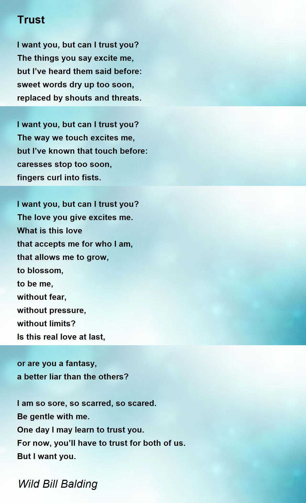 Trust - Trust Poem by Wild Bill Balding