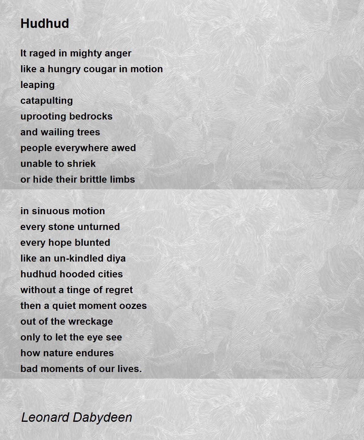 Hudhud - Hudhud Poem by Leonard Dabydeen