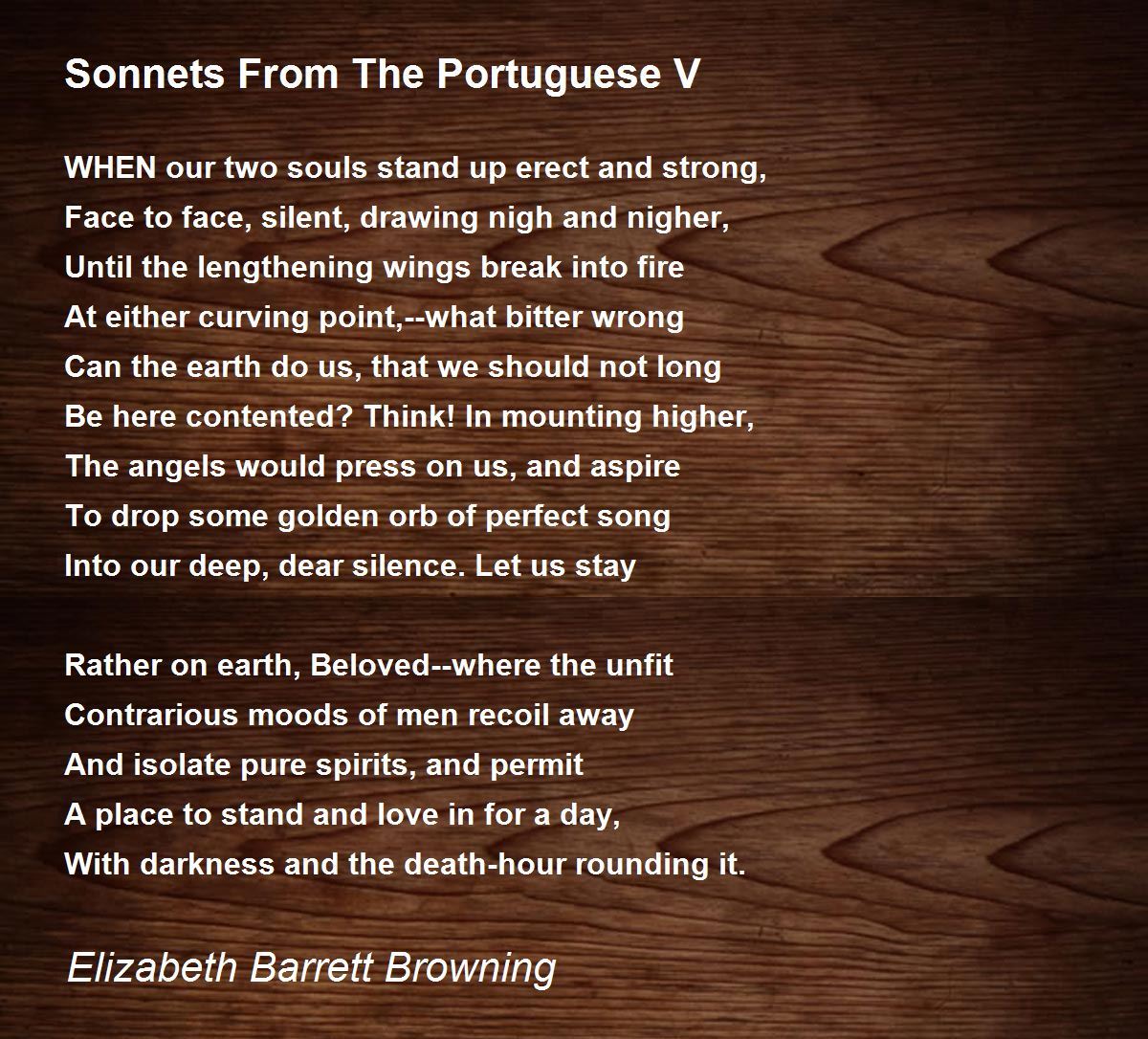 Sonnets From The Portuguese V - Sonnets From The Portuguese V Poem by ...
