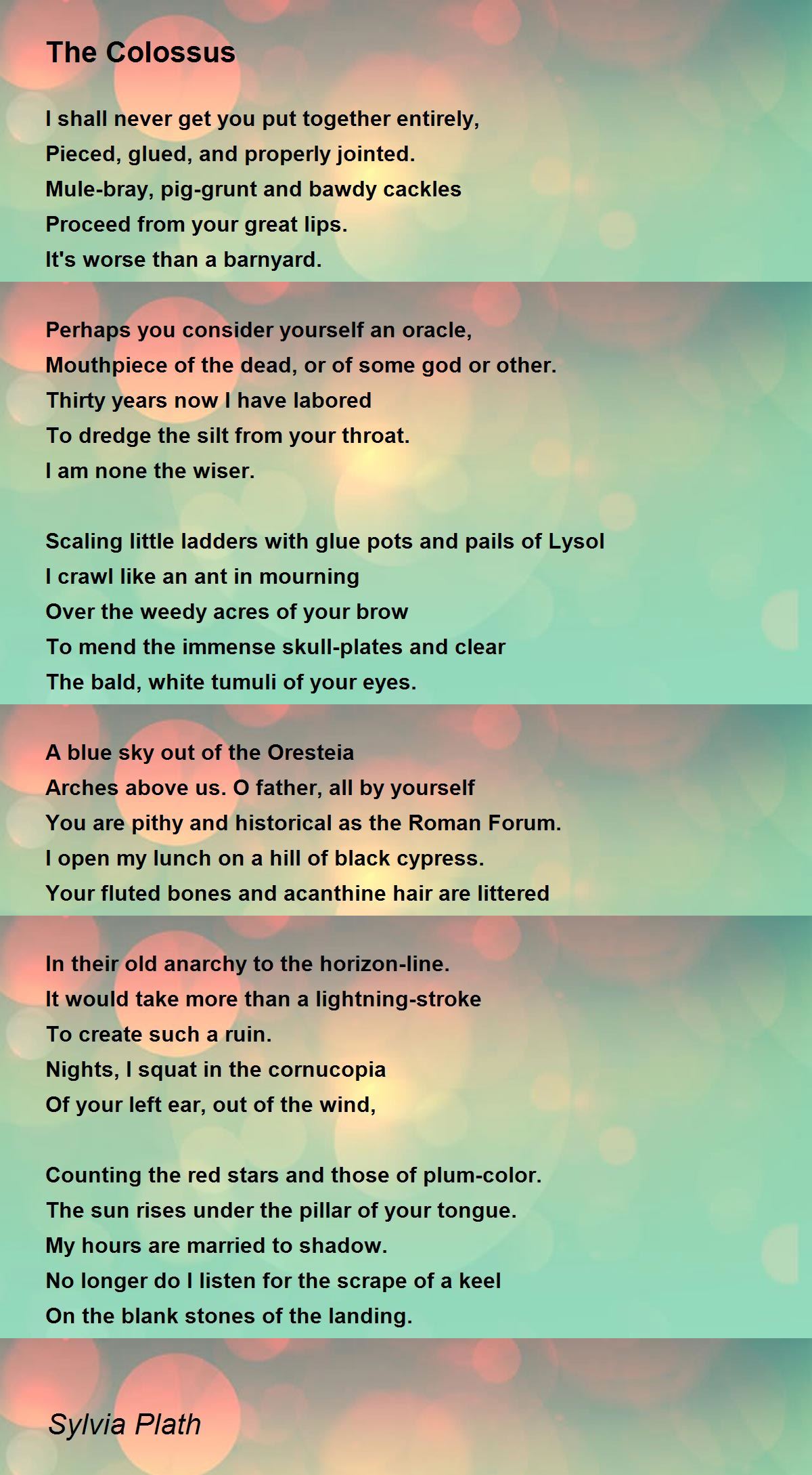 The colossus sylvia plath - myteflyer