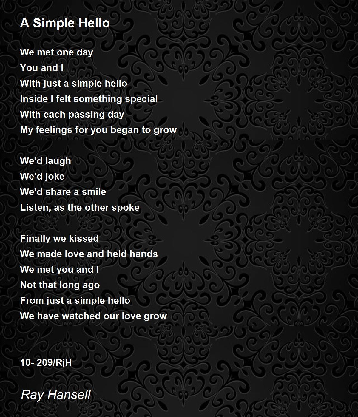 A Simple Hello Poem by Ray Hansell - Poem Hunter