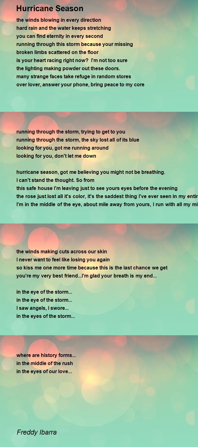 Hurricane Season Poem by Freddy Ibarra - Poem Hunter