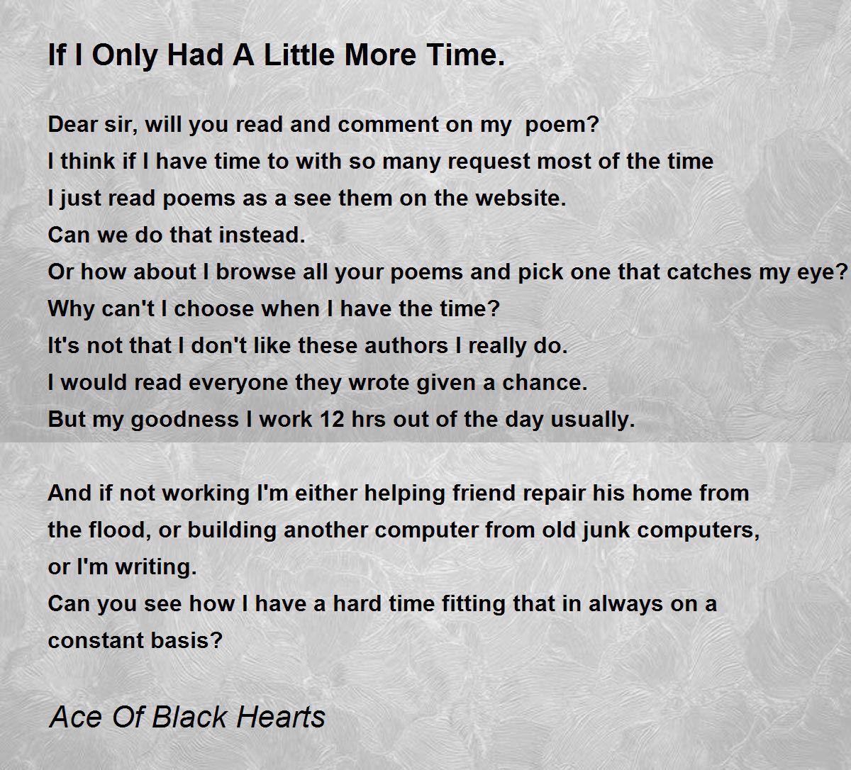 If I Only Had A Little More Time. - If I Only Had A Little More Time ...