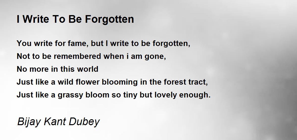 Poems About Being Forgotten
