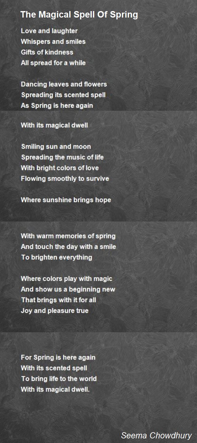 The Magical Spell Of Spring Poem by Seema Chowdhury - Poem Hunter