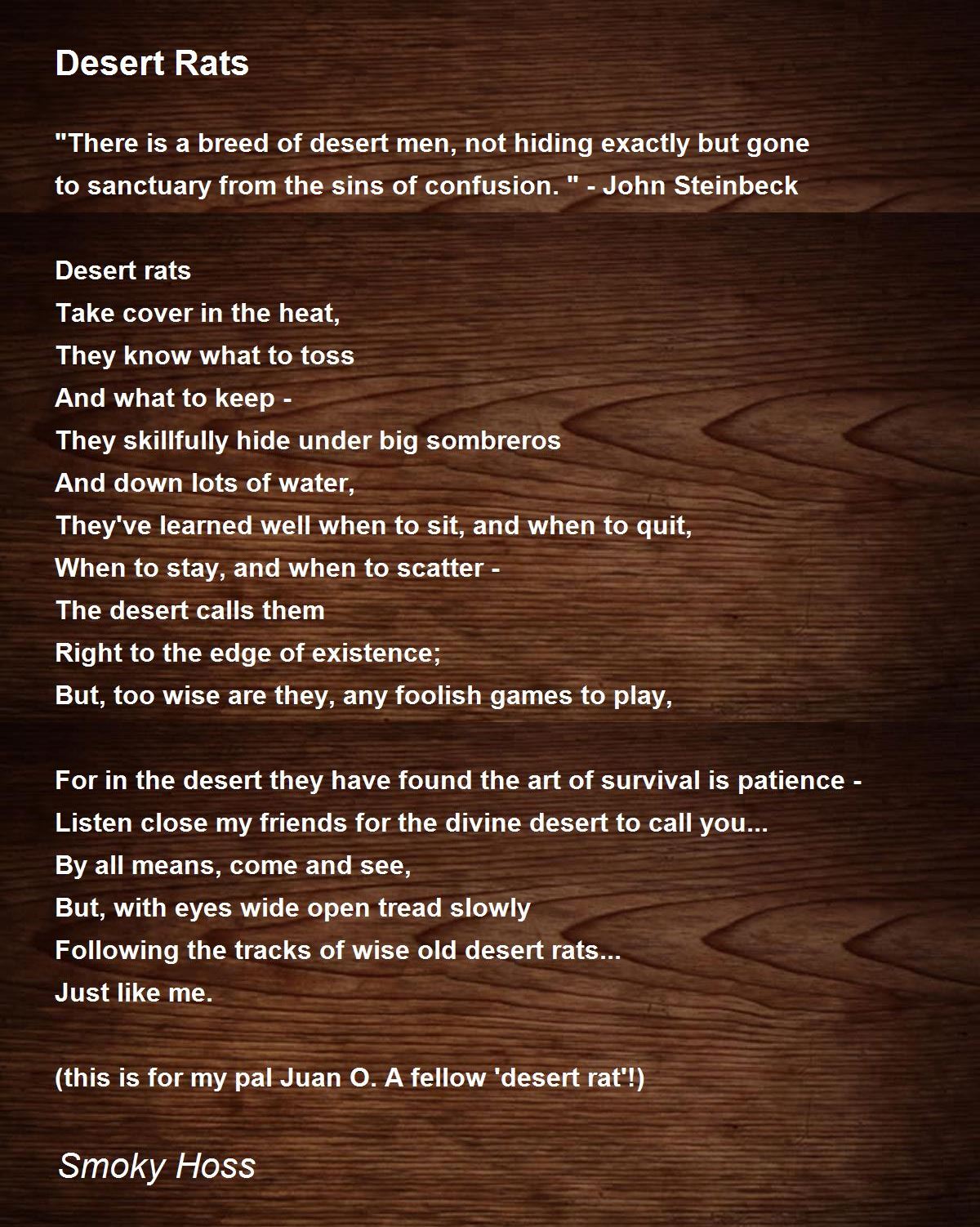 Desert Rats - Desert Rats Poem by Smoky Hoss