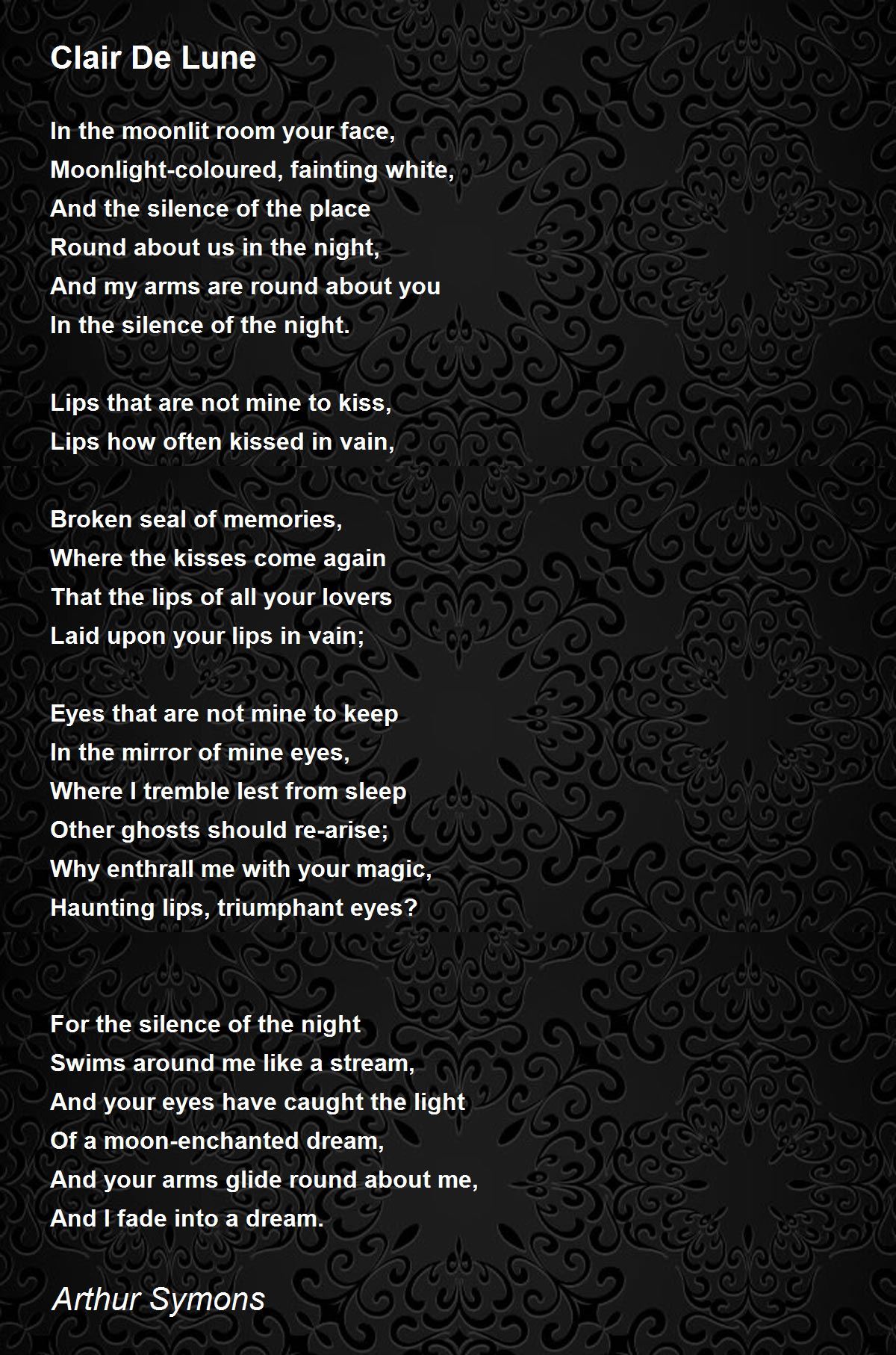 Clair De Lune - Clair De Lune Poem by Arthur Symons