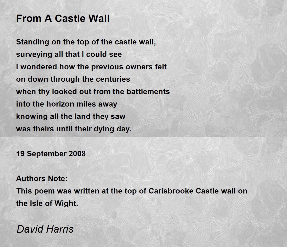 From A Castle Wall - From A Castle Wall Poem by David Harris