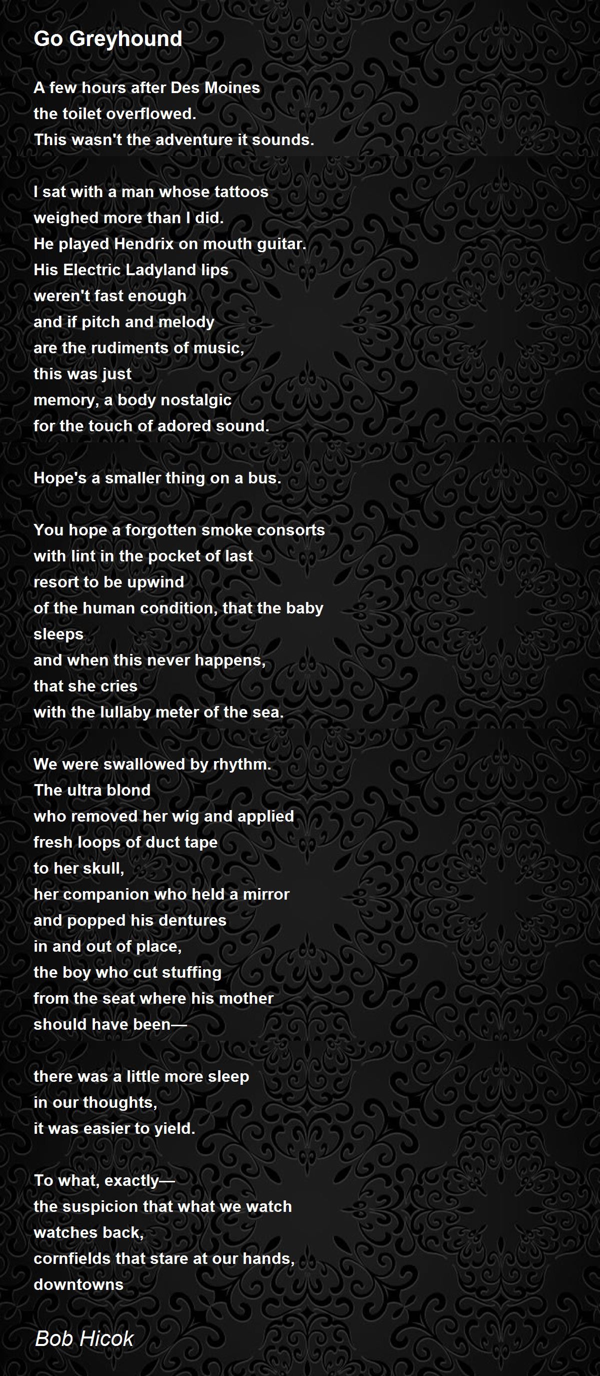 Go Greyhound Poem by Bob Hicok - Poem Hunter