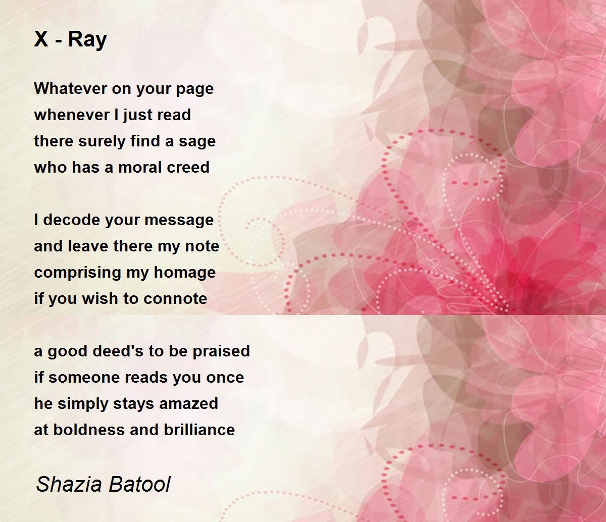 X - Ray by Shahzia Batool - X - Ray Poem