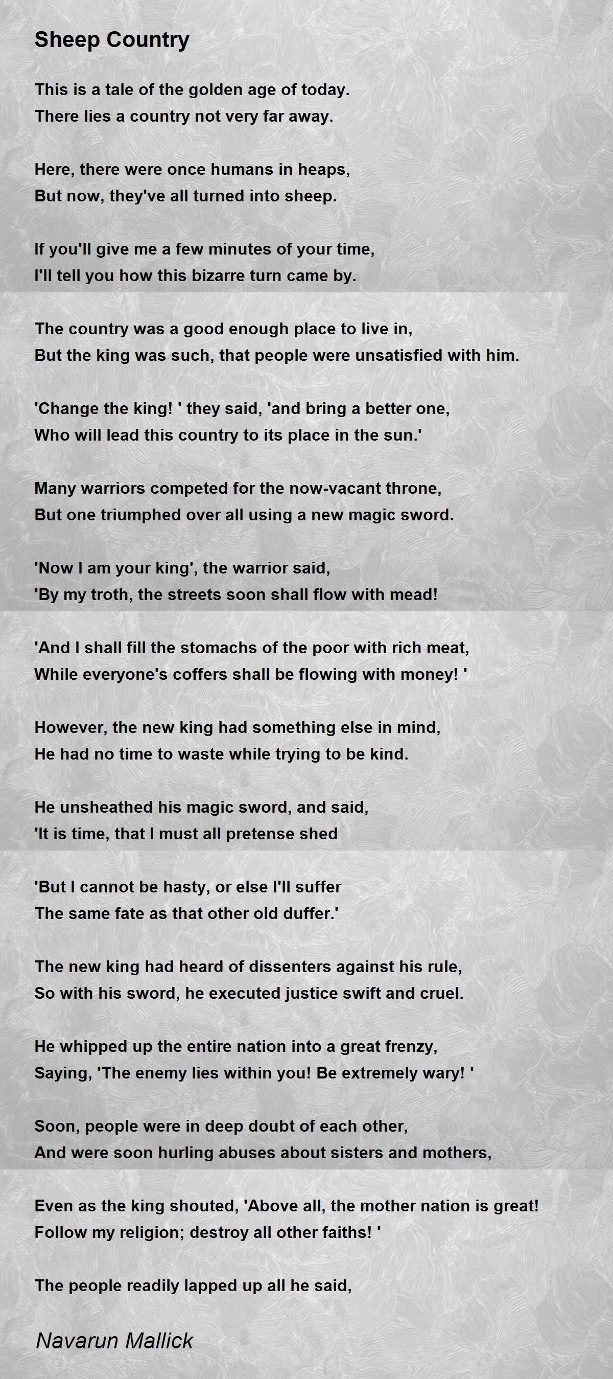 Sheep Country - Sheep Country Poem by Navarun Mallick