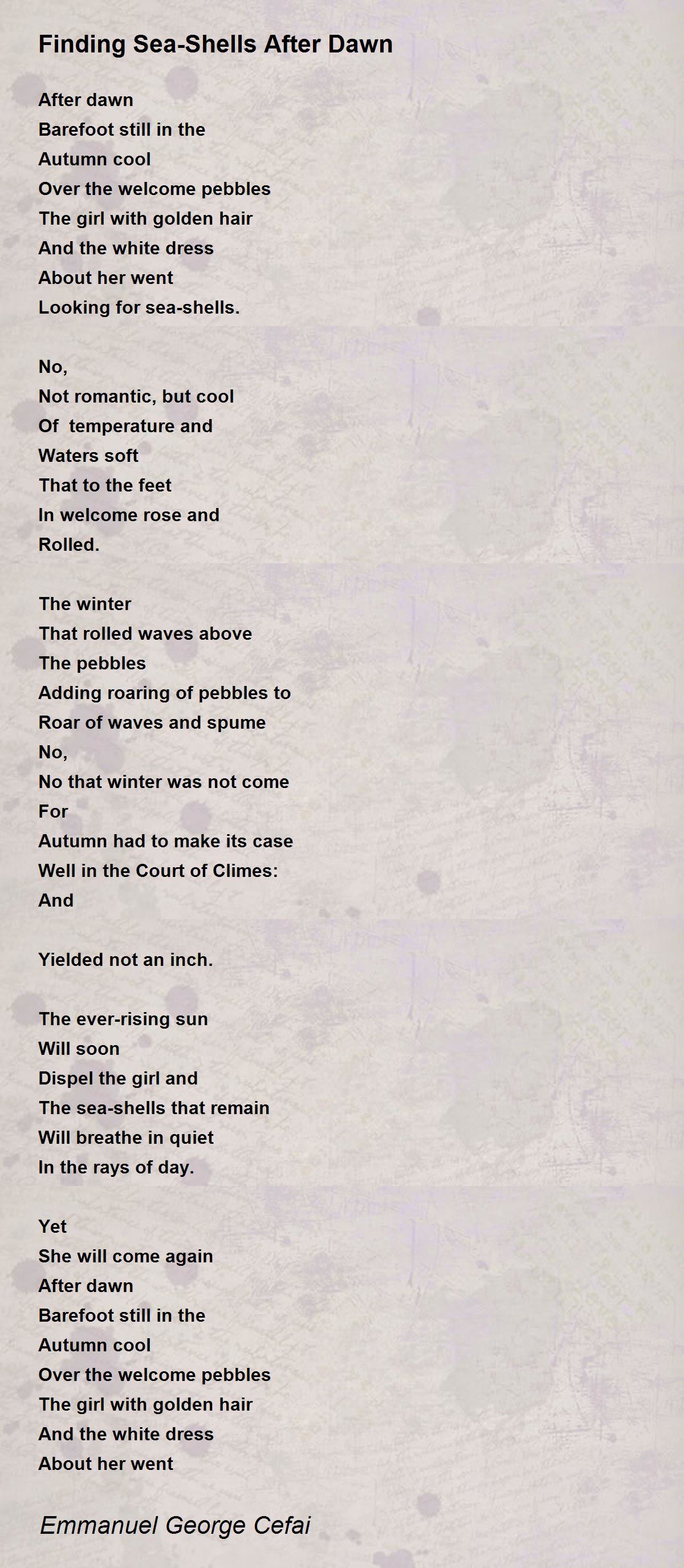 Finding Sea-Shells After Dawn - Finding Sea-Shells After Dawn Poem by ...