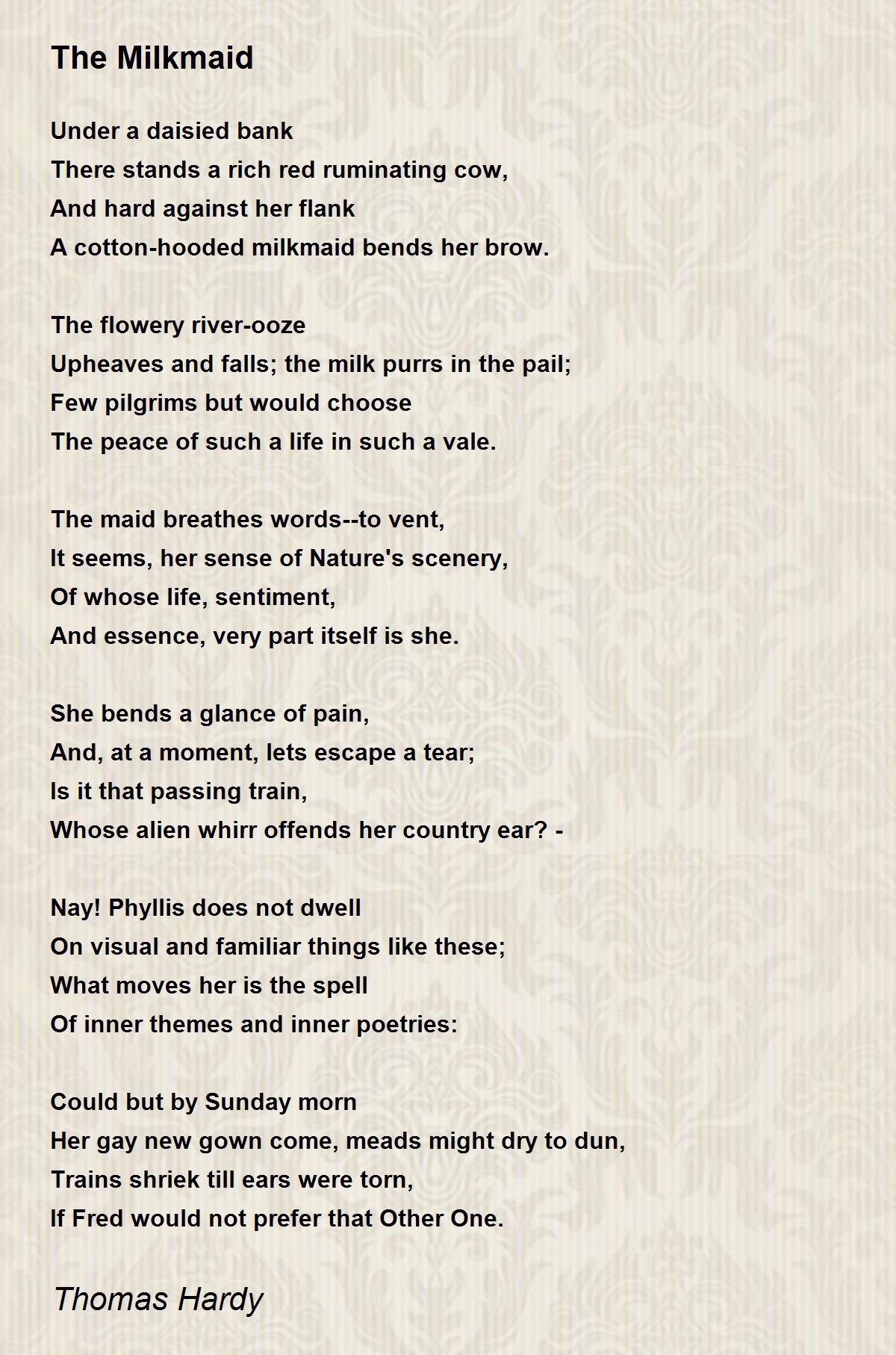 The Milkmaid Poem by Thomas Hardy - Poem Hunter