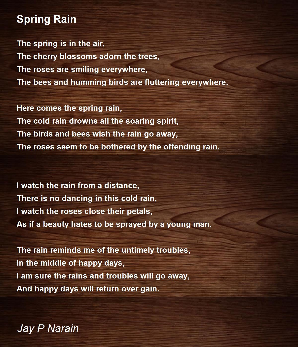 Spring Rain - Spring Rain Poem by Jay P Narain