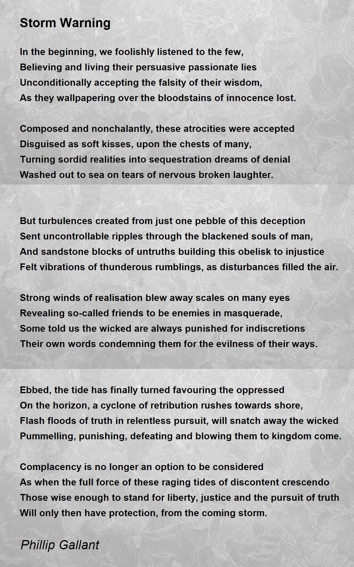 Storm Warning - Storm Warning Poem by Phillip Gallant