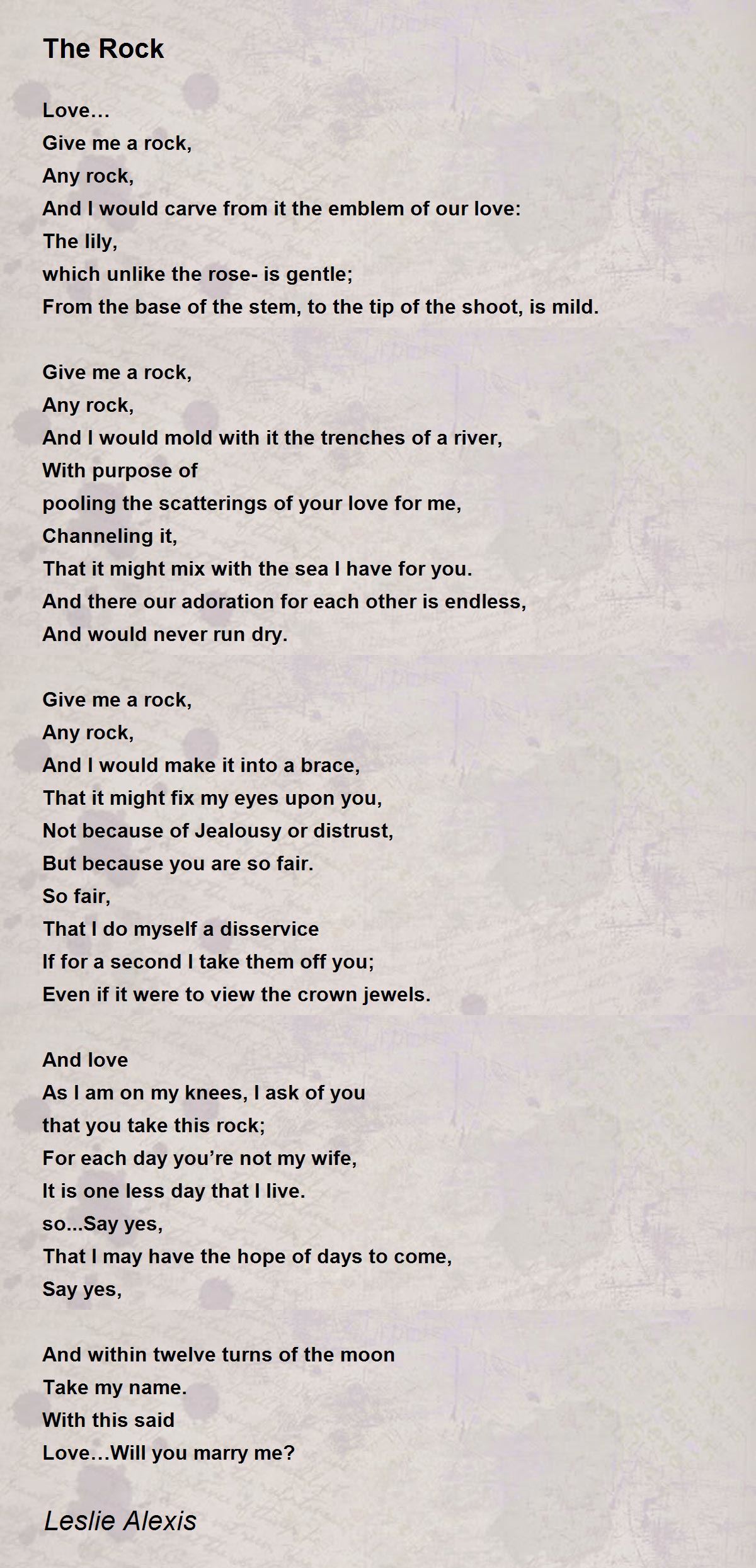 The Rock by Leslie Alexis - The Rock Poem