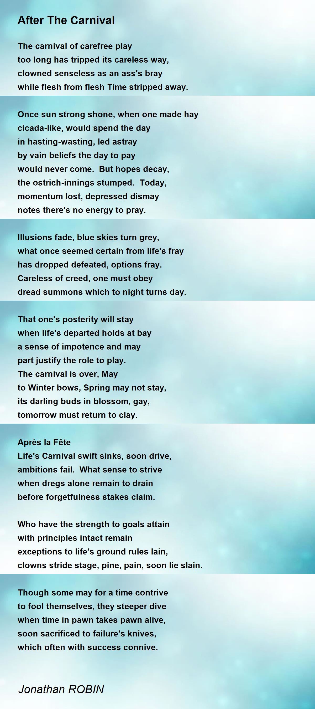 After The Carnival - After The Carnival Poem by Jonathan ROBIN
