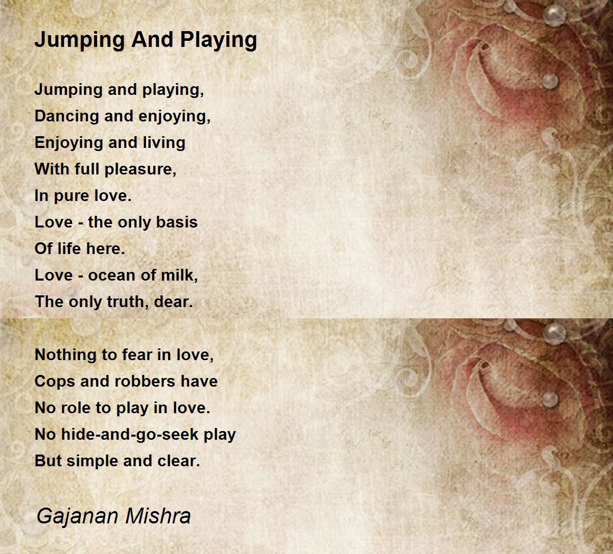 Jumping And Playing by Gajanan Mishra - Jumping And Playing Poem