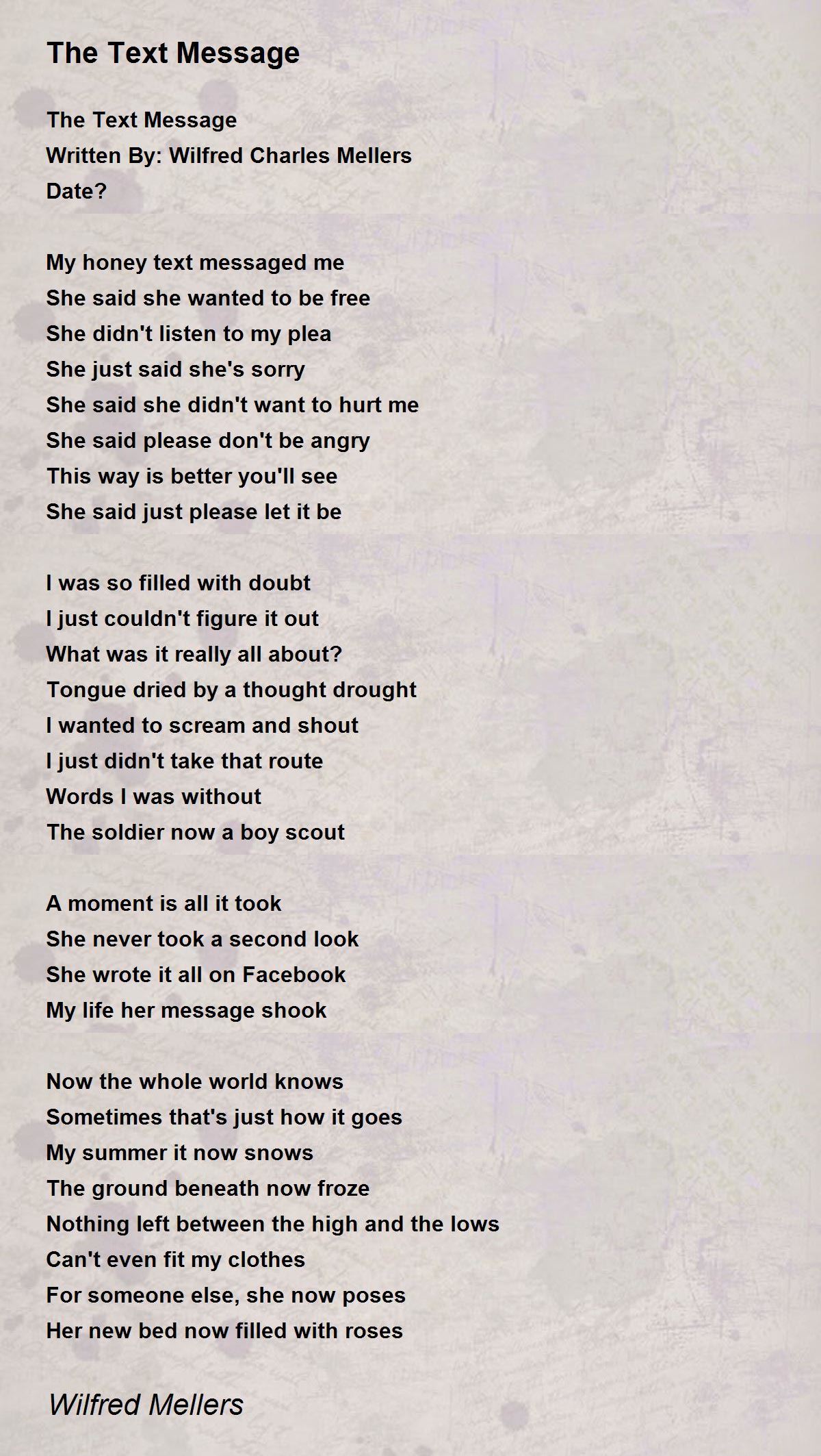 The Text Message by Wilfred Mellers - The Text Message Poem