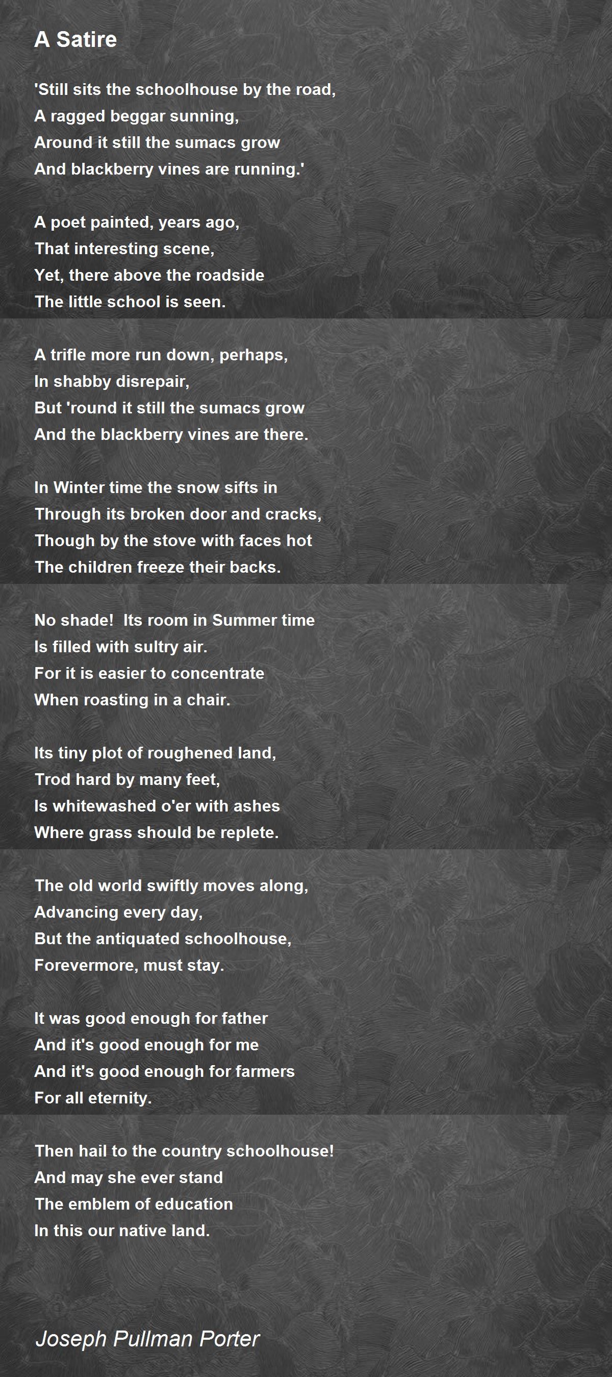 A Satire - A Satire Poem by Joseph Pullman Porter