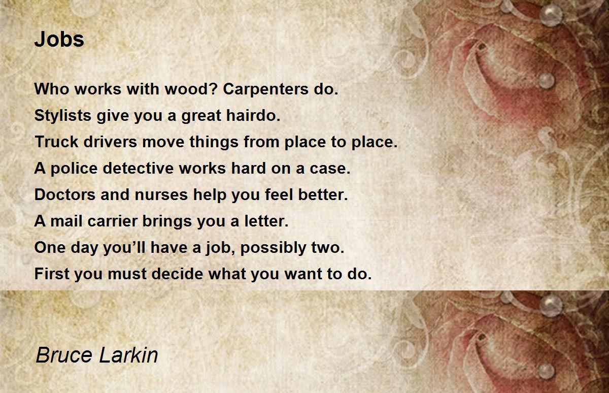 Jobs Poem by Bruce Larkin - Poem Hunter