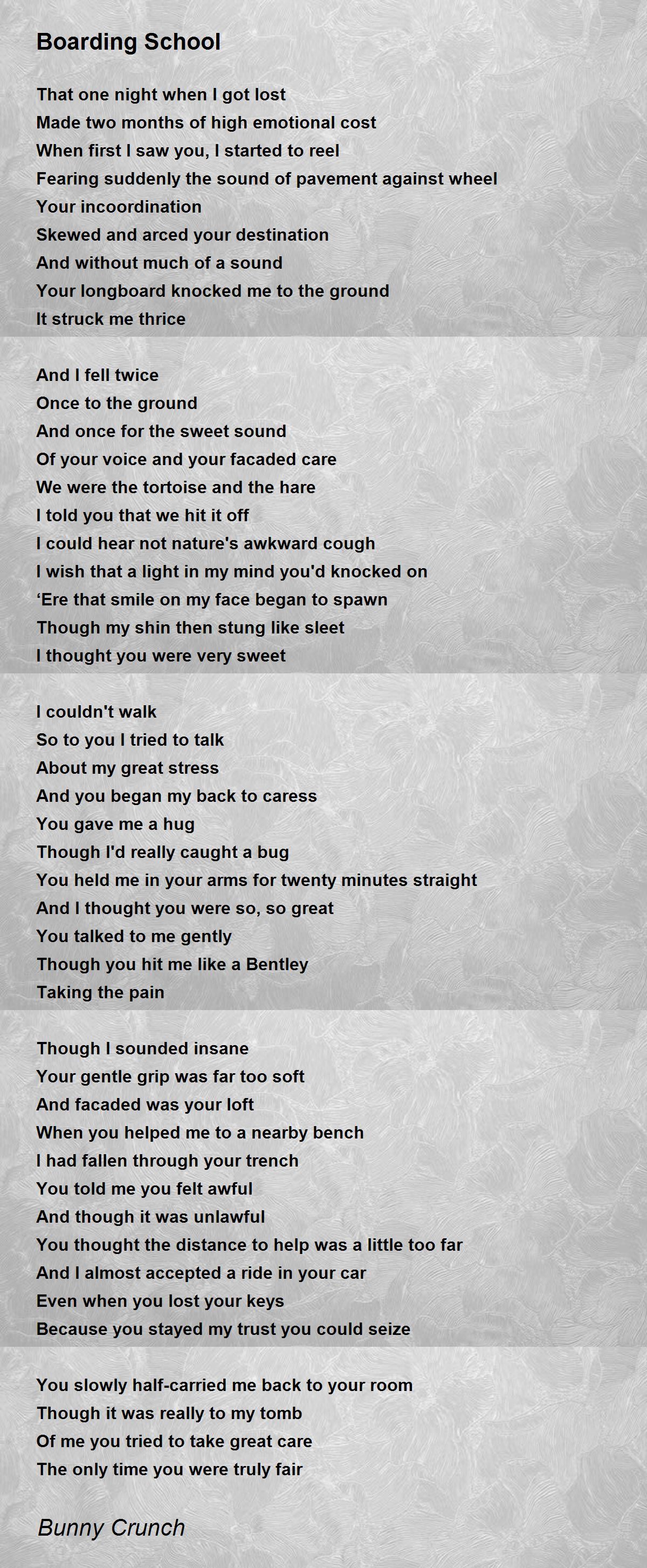 Boarding School Poem by Bunny Crunch - Poem Hunter